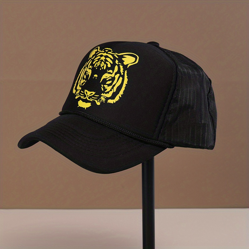 Cartoon Tiger Print Baseball Cap Solid Color Breathable - Temu Australia