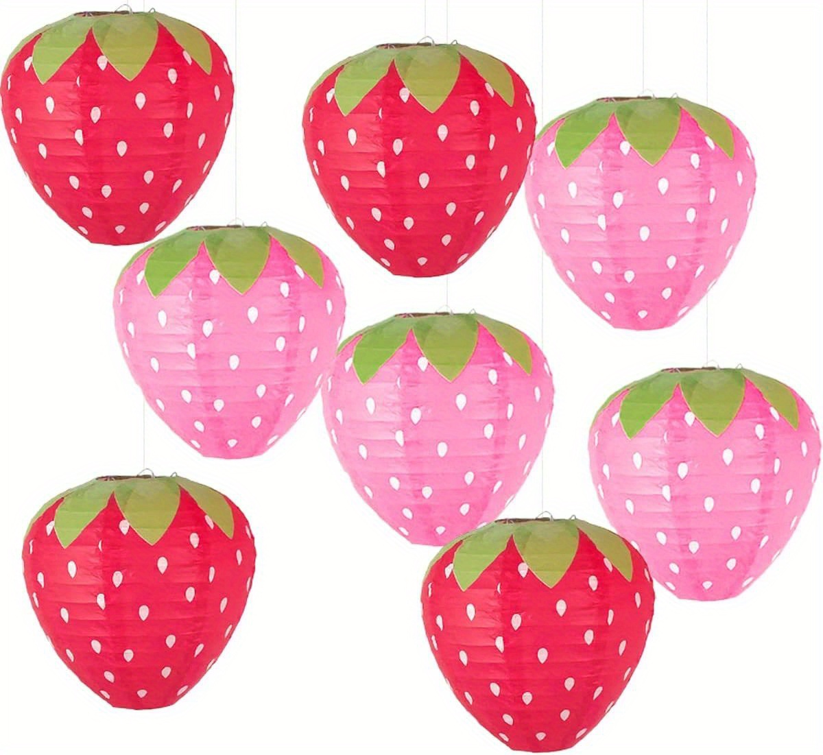 small strawberry paper lanterns ornament cute - Temu