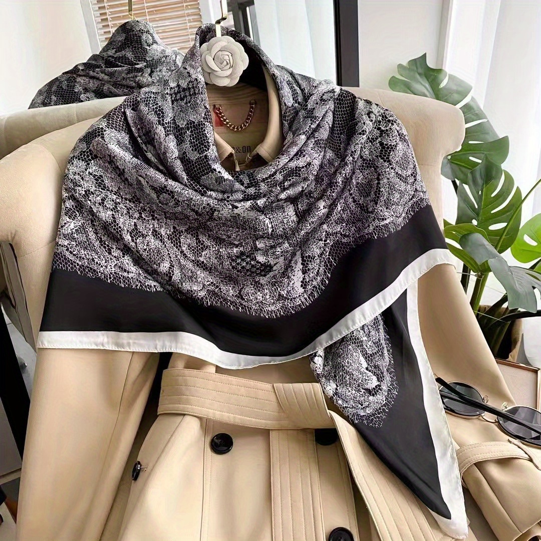 Lace Floral Print Bandana Vintage Scarf Satin - Temu Australia