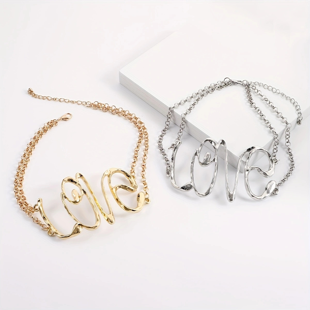 Simple Short Love English Letter Clavicle Chain Exaggerated - Temu Canada