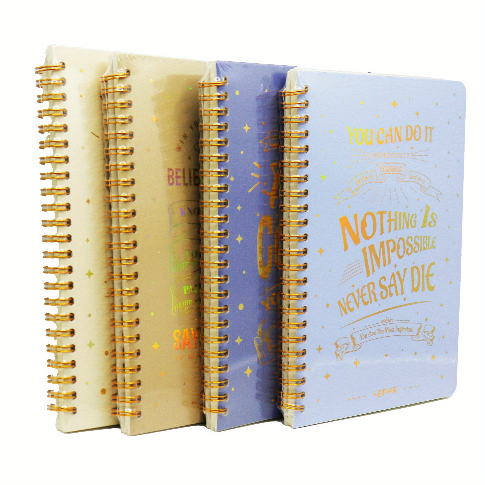 Hardcover Journal Foil Motivational Wirebound Notebook W/68 - Temu New ...