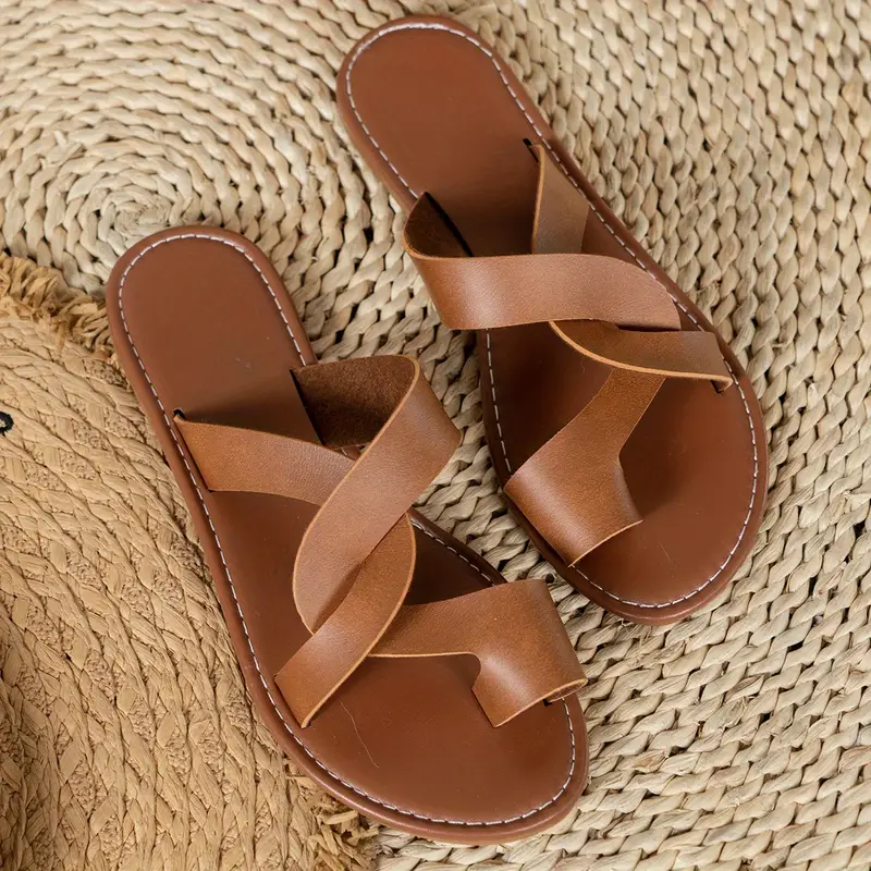 Womens Loop Toe Slide Sandals Comfortable Round Open Toe Temu New