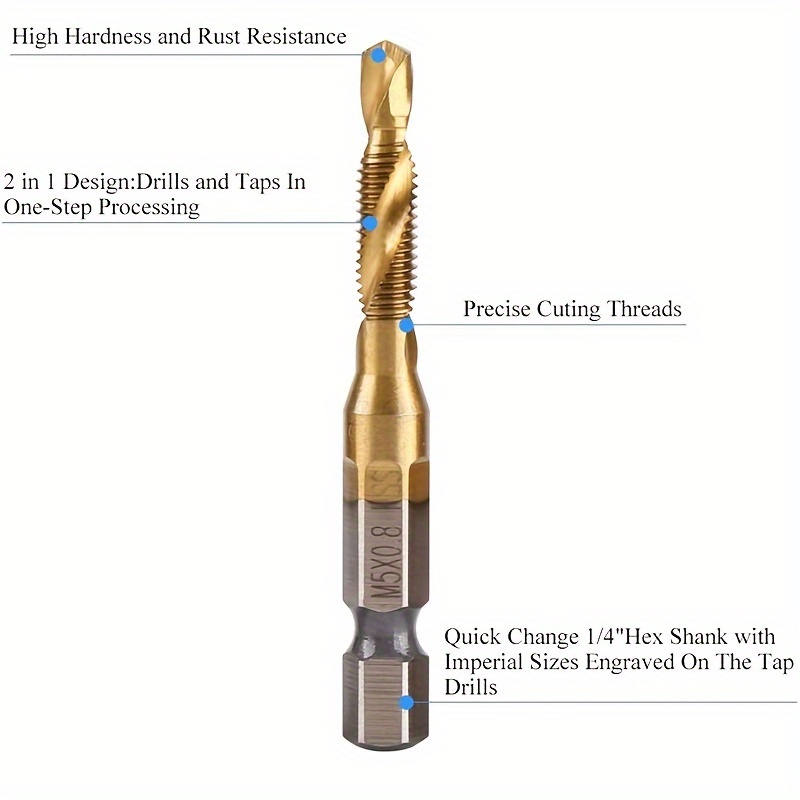 Hex Shank Titanium Drill Tap Combination Bit Set Screw - Temu