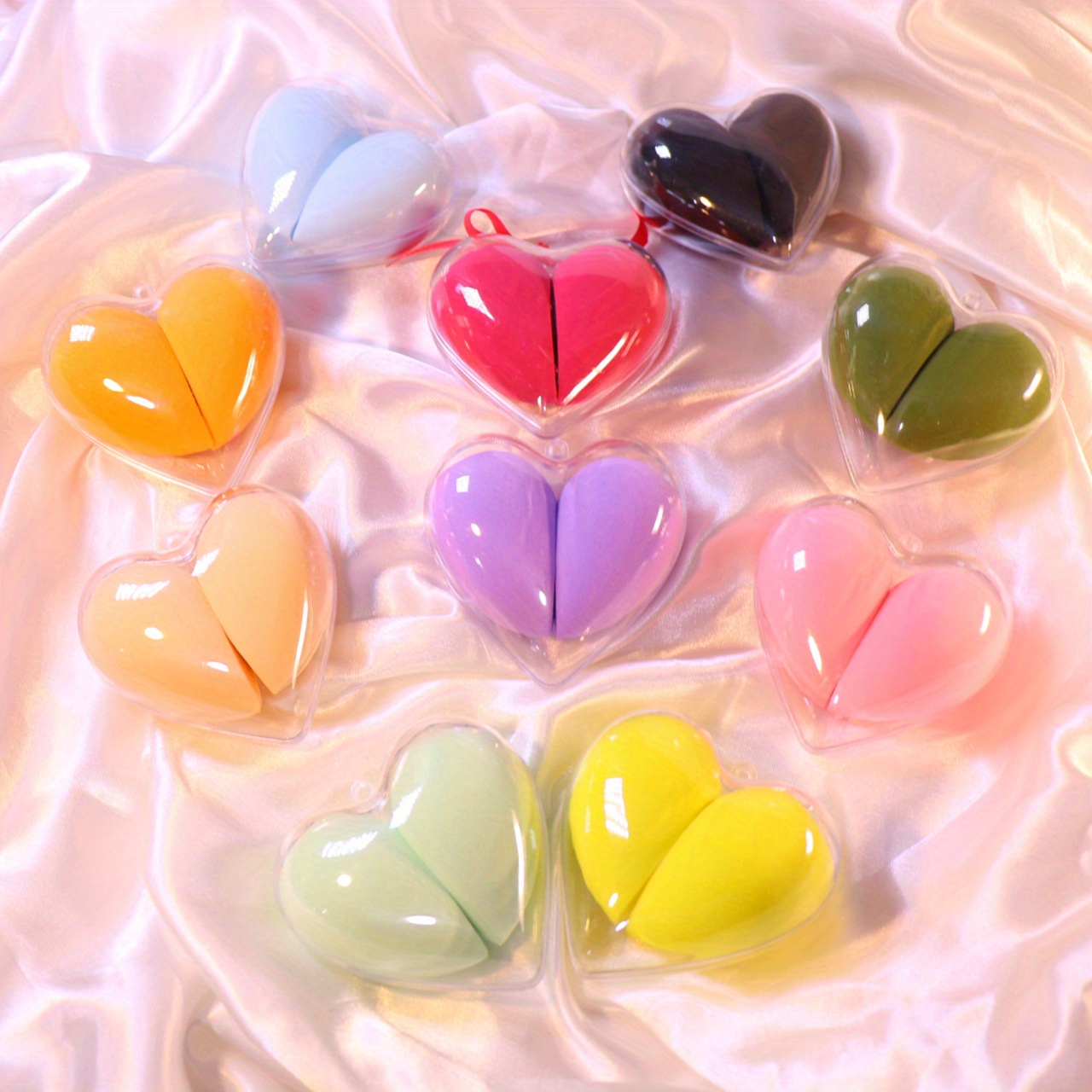 Makeup Sponge Heart Shape Case Kit Foundation Blending - Temu United