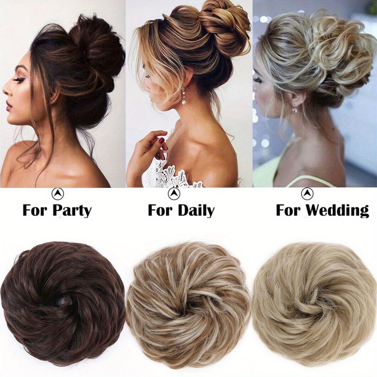 Women's Messy Curly Hair Bun Thick Updo Scrunchie Synthetic - Temu