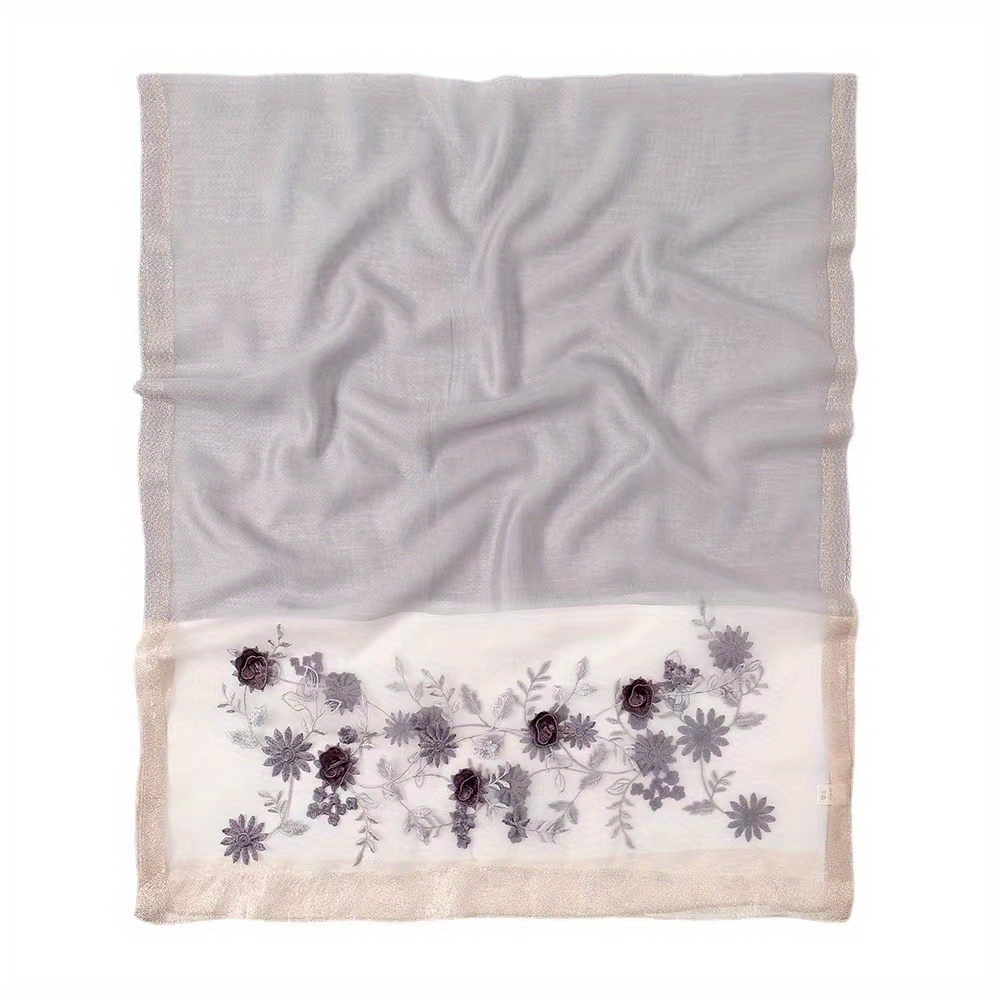 Classic Flower Embroidery Scarf Silk Blend Shawl Vintage - Temu United ...