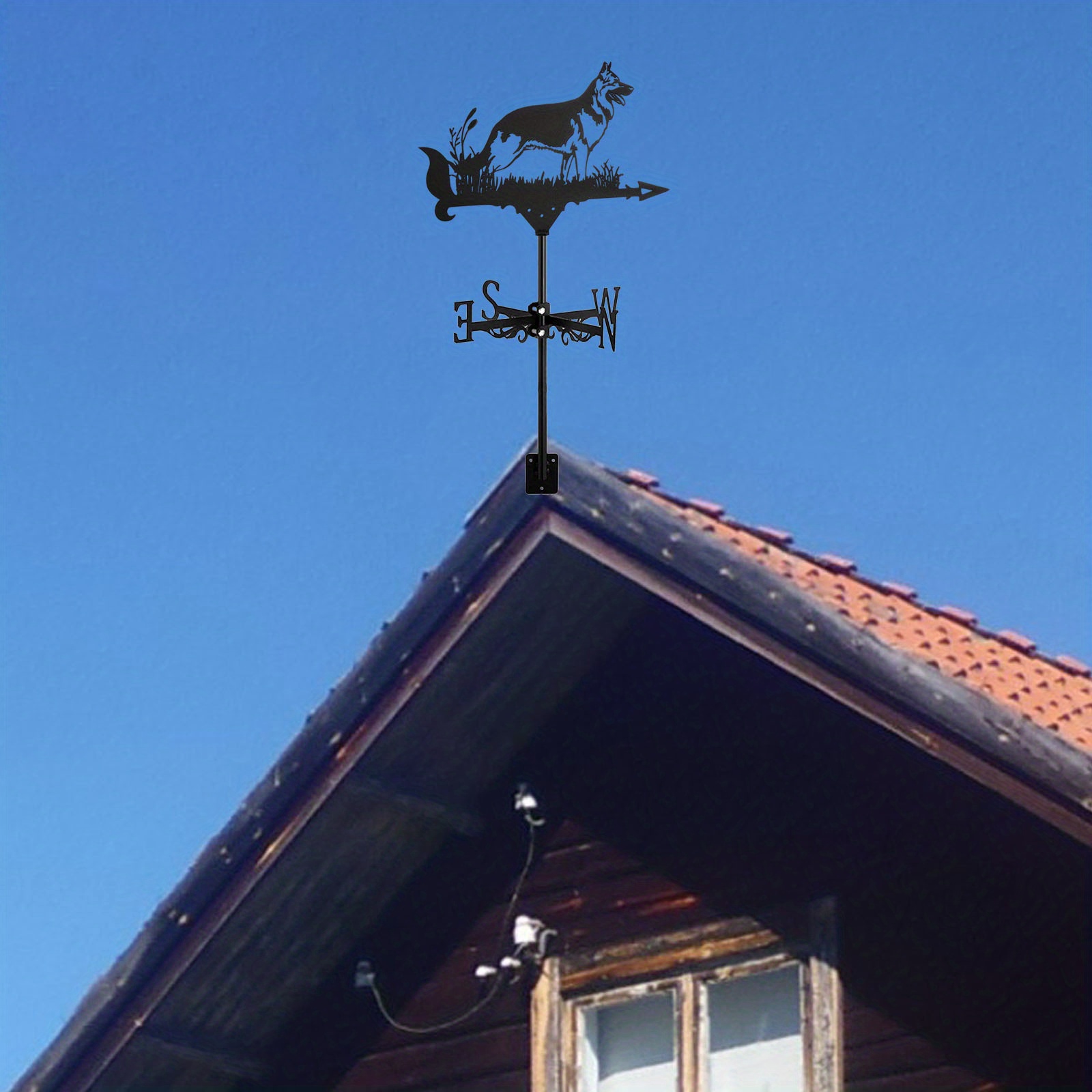 1pc Roof Weathervane Retro Metal Wind Vane Black Spray Paint Wind ...