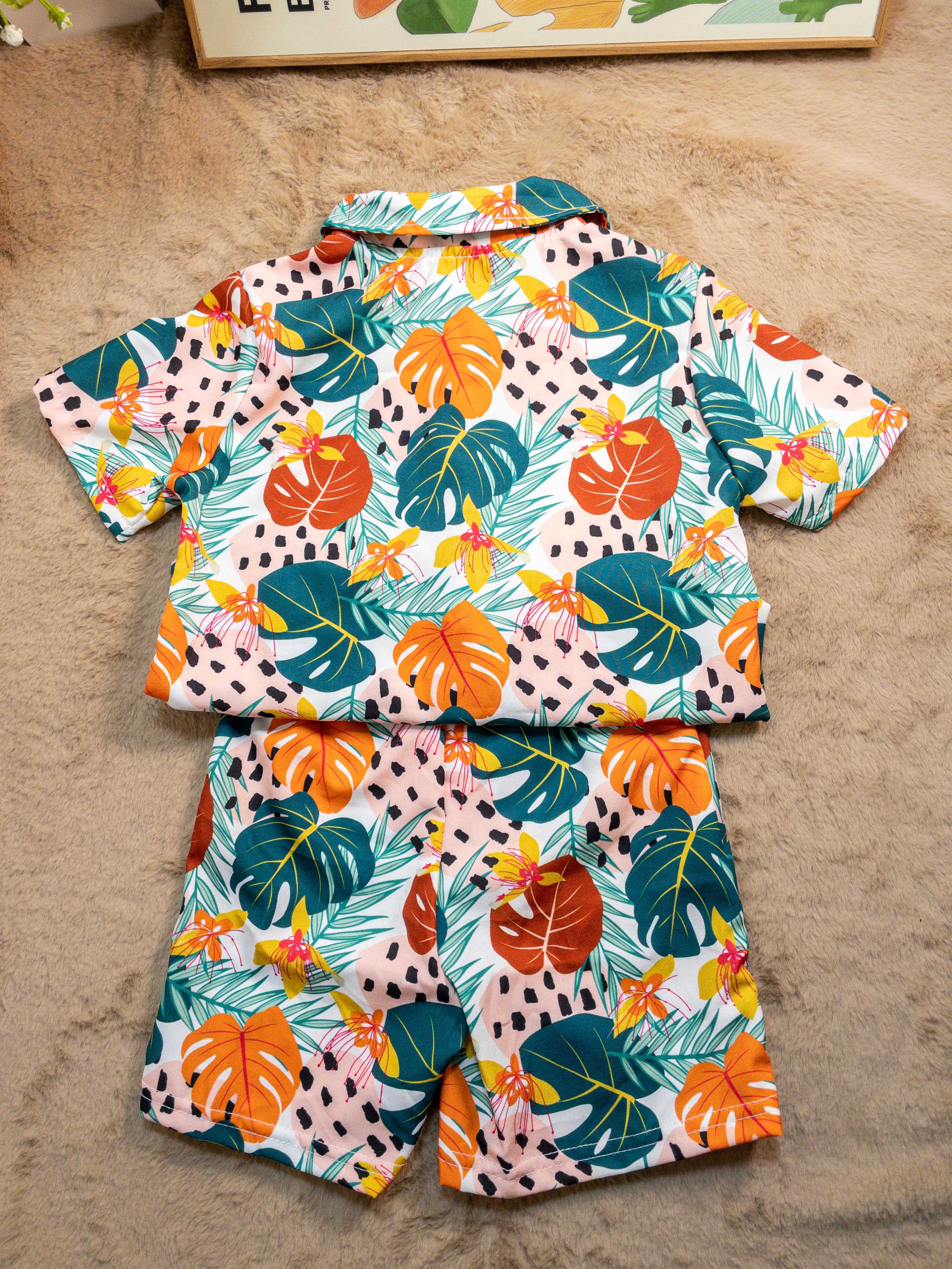 Boys Leaves Outfit Short Sleeves Shirt Shorts - Temu Ireland