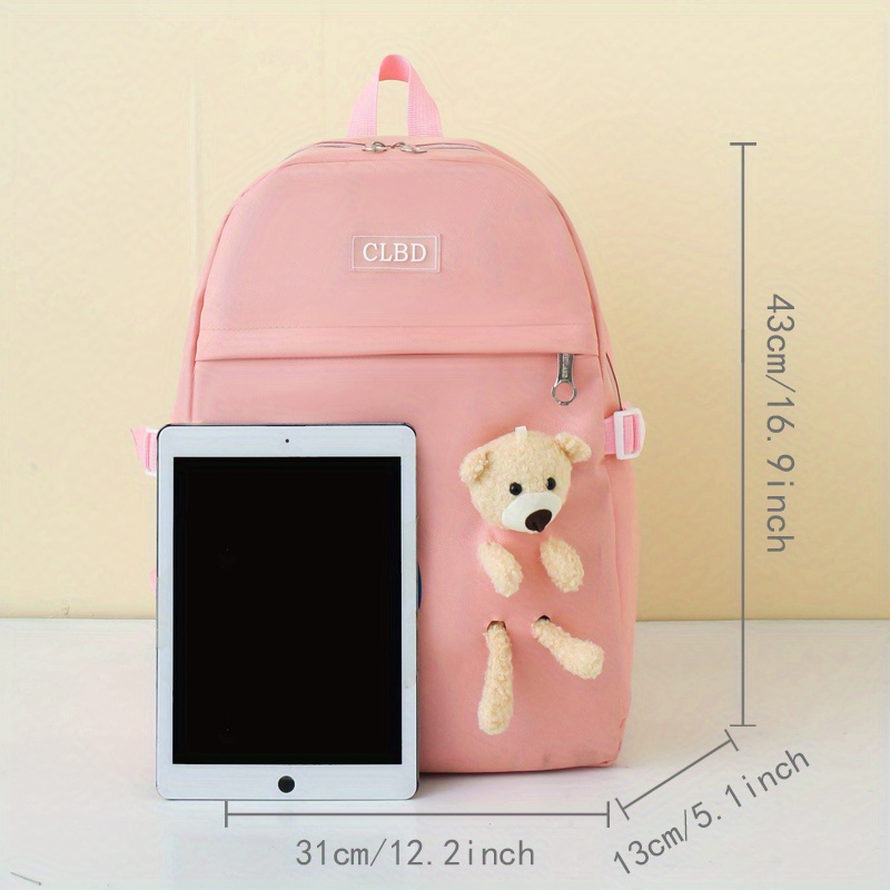 Cute Bear Printed Heart Pattern High capacity Backpack - Temu Netherlands