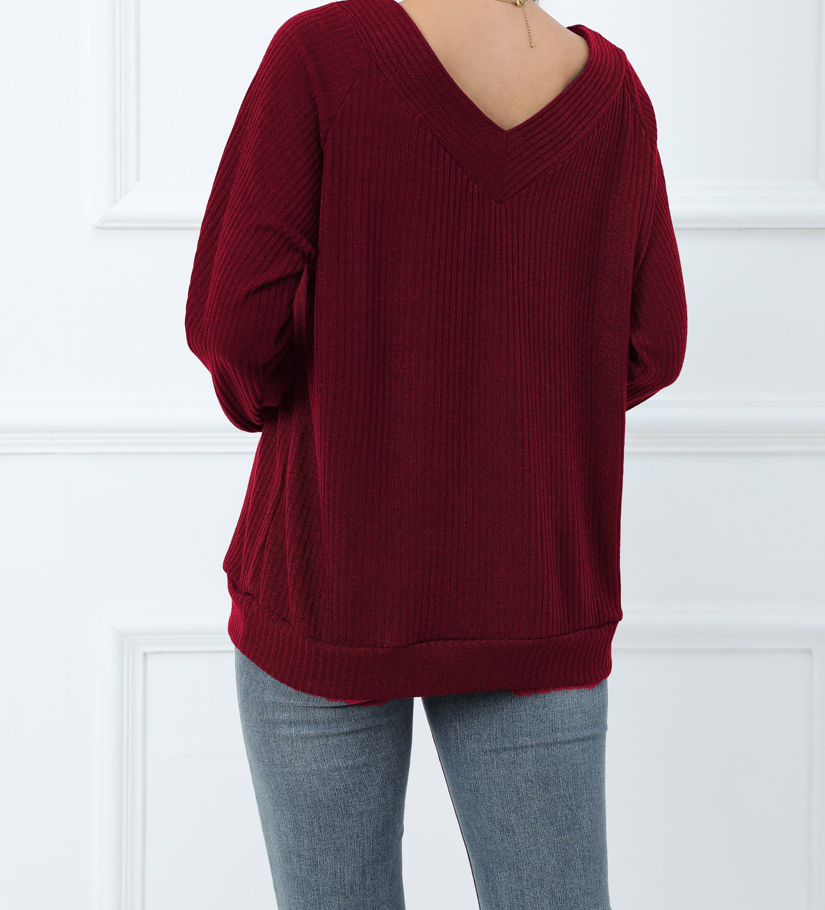 Solid V Neck Pullover Sweater Casual Long Sleeve Sweater - Temu Ireland