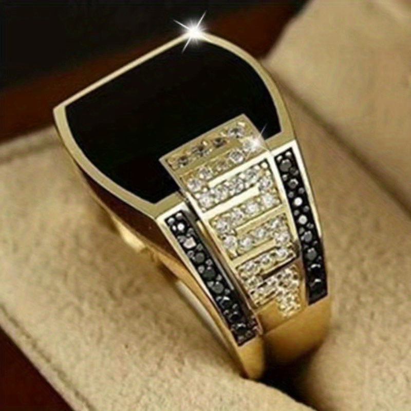 Men's Ring Artificial Diamond Encrusted Rings Fashion Versatile Men's ...