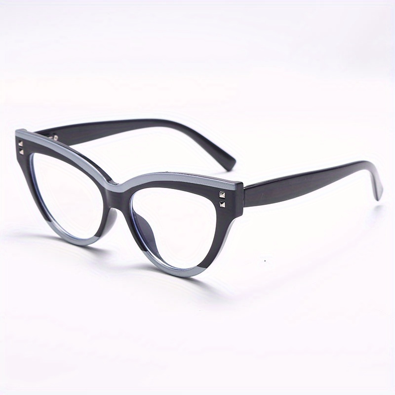 Cat Eye Clear Lens Glasses Color Block Fashion Decorative Temu United