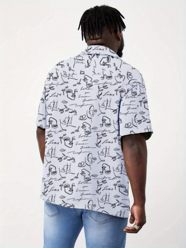 men's character print lapel casual shirt plus size men's - Temu Canada