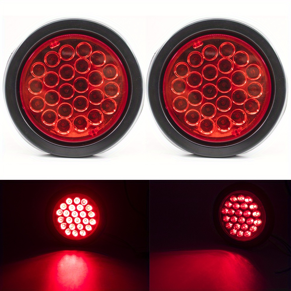 2pcs 24v 24 Led Round Car Rear Tail Light Brake Stop Side Marker Turn ...