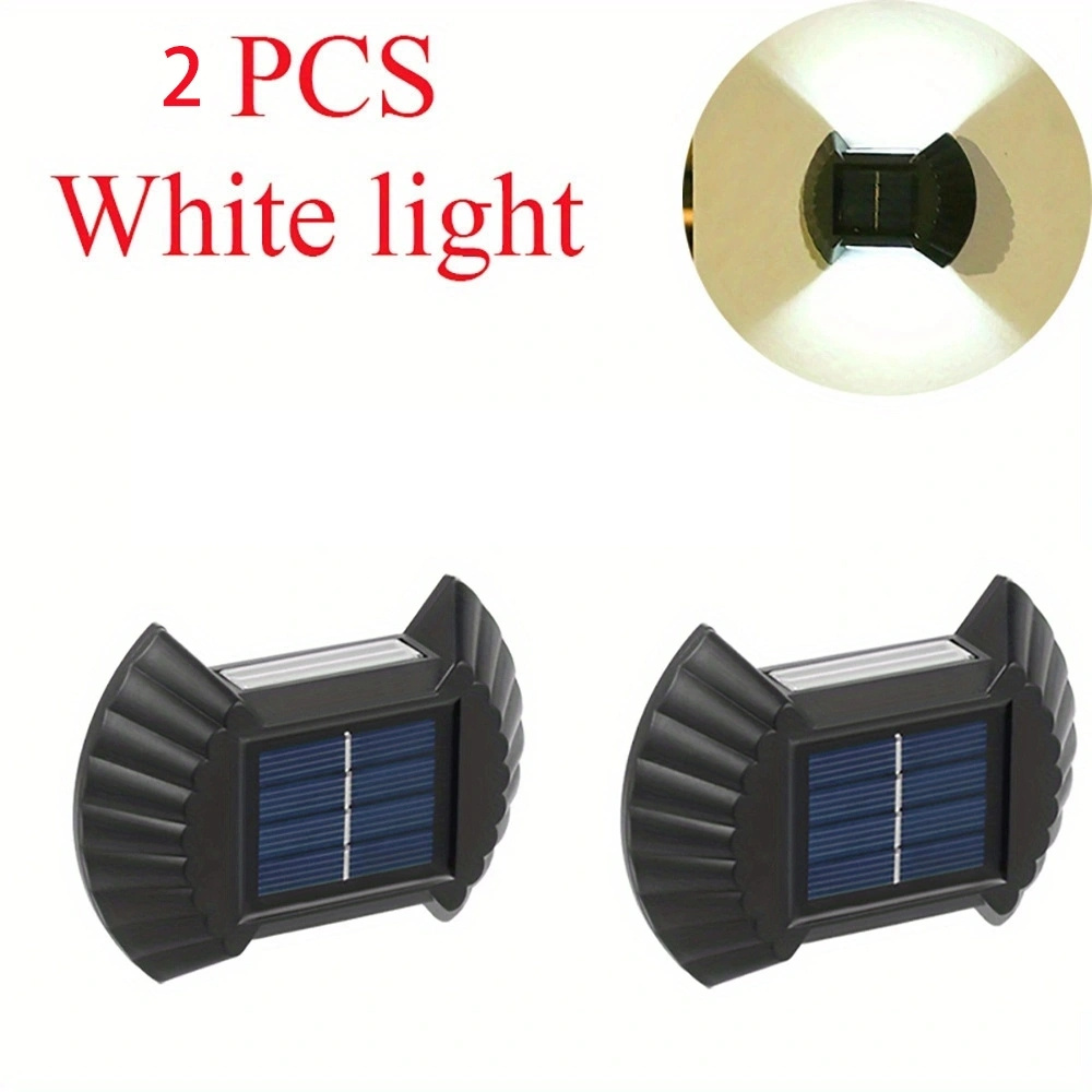 2pc Wall Mounted Outdoor Lawn Lamp Shell Shaped Solar Powered Warm ...