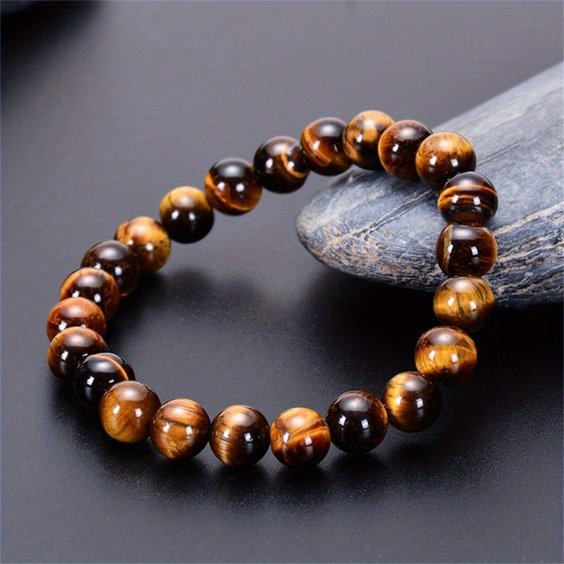 1pc Hot Selling Fashion Men's Beaded Bracelet Personality Natural Tiger ...