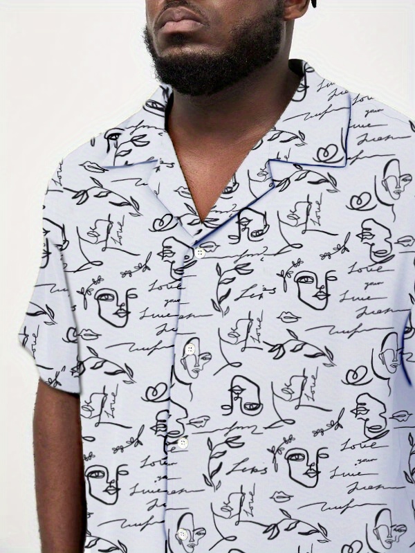 men's character print lapel casual shirt plus size men's - Temu Canada