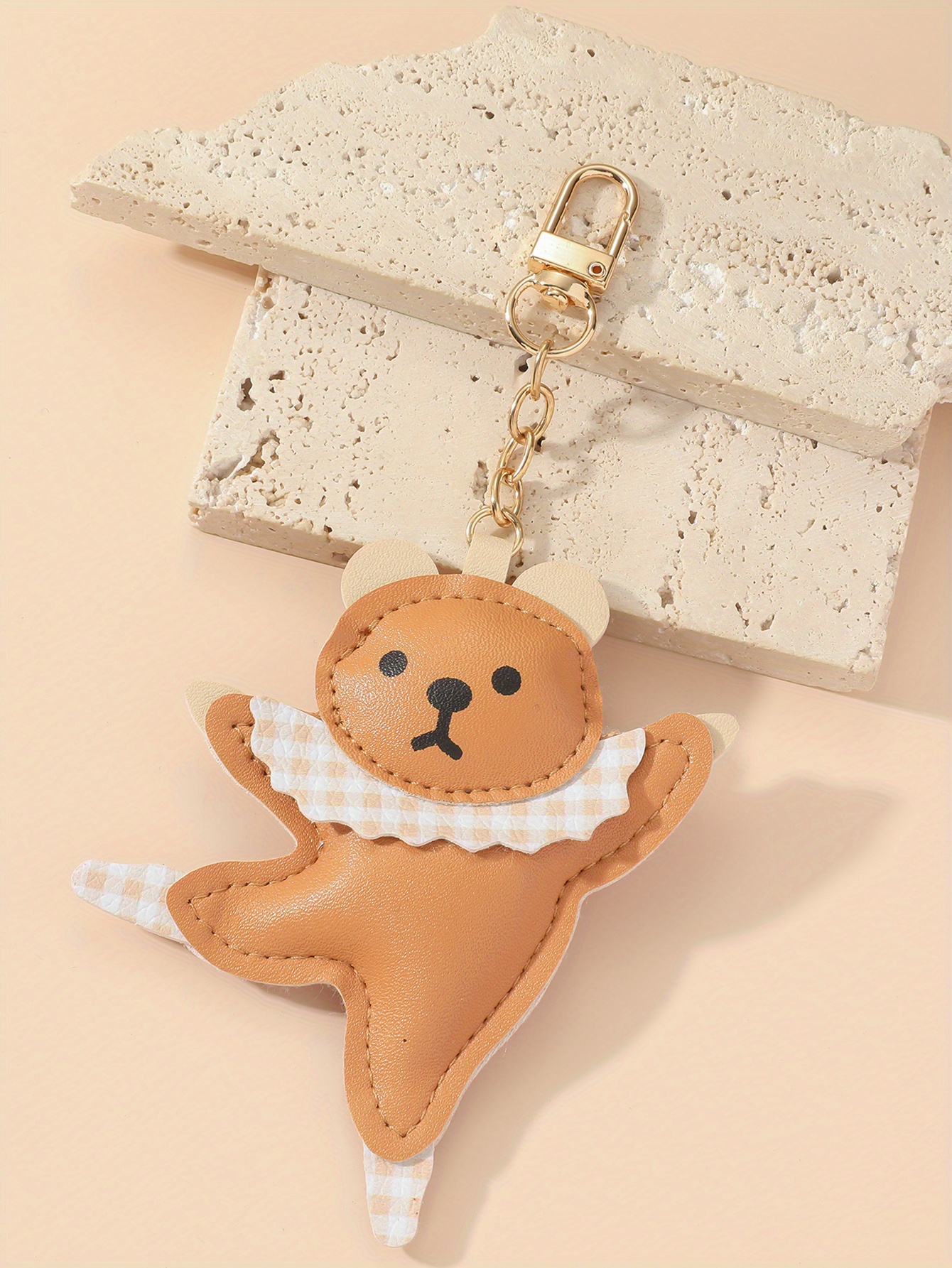 Cute Jumping Bib Bear Keychain Pendant Bag Car Key Chain Bag - Temu ...