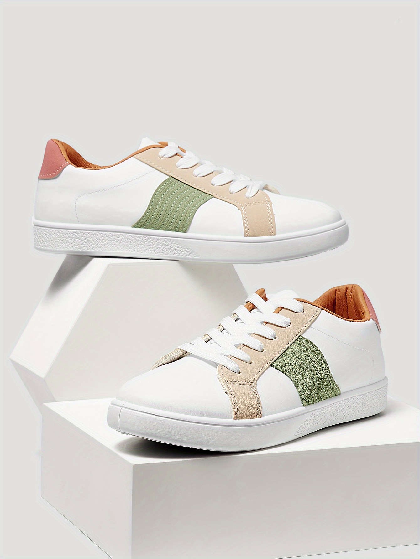 Women's Versatile Colorblock Skate Shoes Fashion Lace Anti - Temu ...