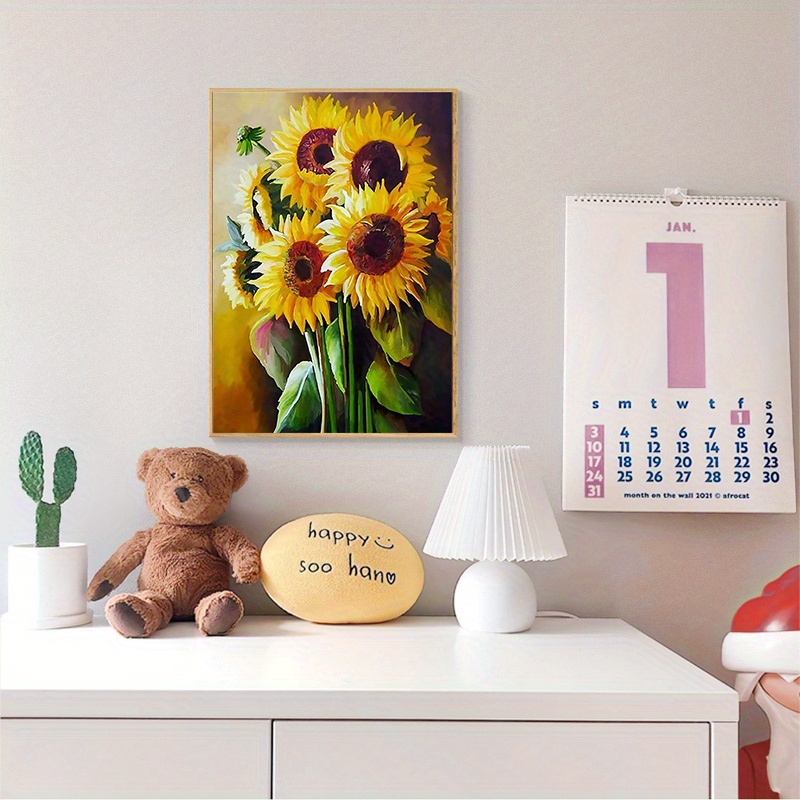 Diy Handmade Digital Oil Painting Sunflowers Puzzle Coloring - Temu New ...