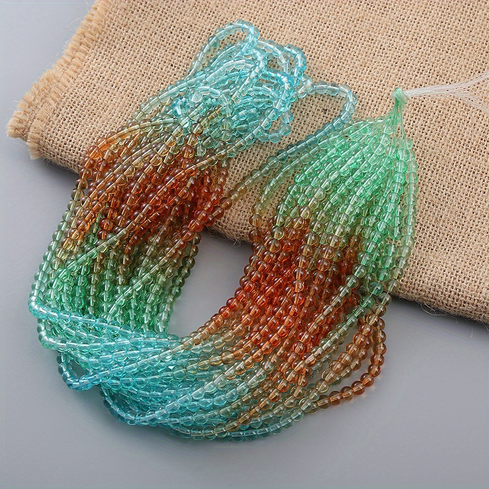 Gradient Color Crystal Glass Beads Round Seed Spacer Beads - Temu Australia