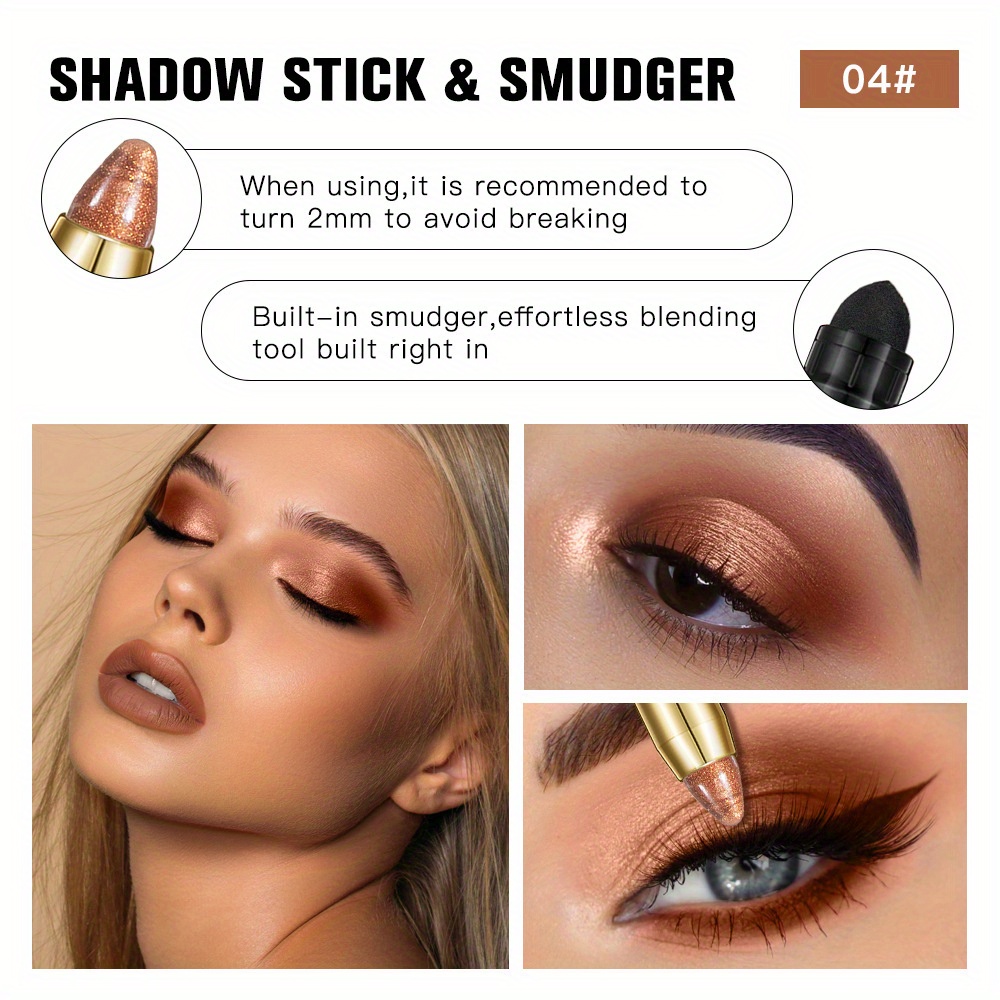 6 Colors Eyeshadow Stick Sponge Brush Head Highlighting - Temu