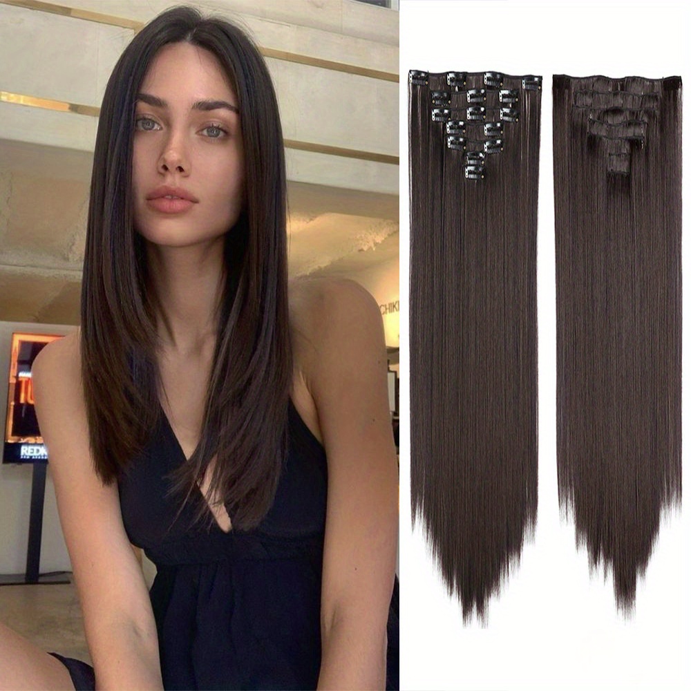 Long Synthetic Clip in Hair Extensions Women Natural Looking - Temu ...