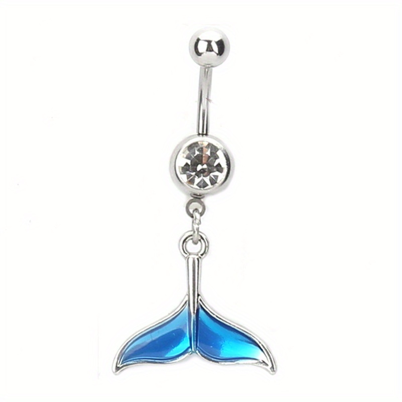 Drip Oil Mermaid Shape Pendant Dangle Belly Button Ring Elegant Navel ...