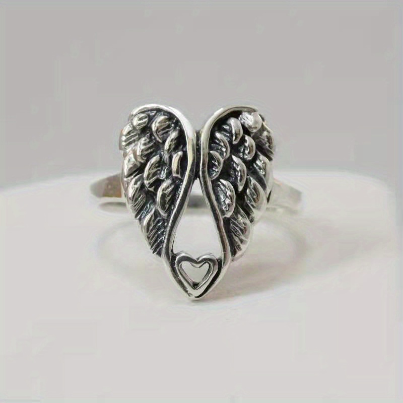 1pc Trendy Creative Vintage Angel Wings Ring Romantic Bride Engagement ...