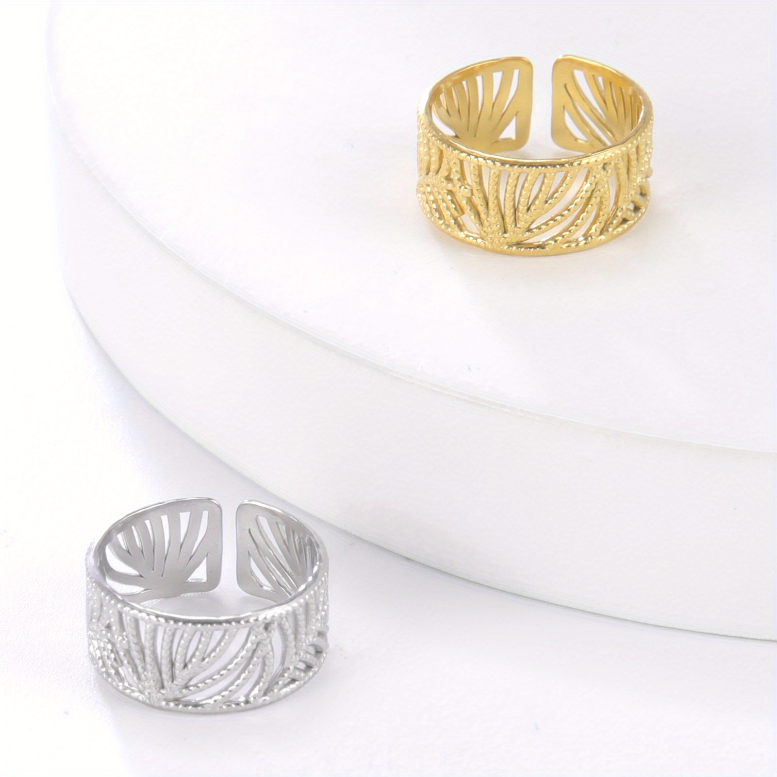 Chunky Golden Silvery Adjustable Ring Men Stainless Steel - Temu Australia