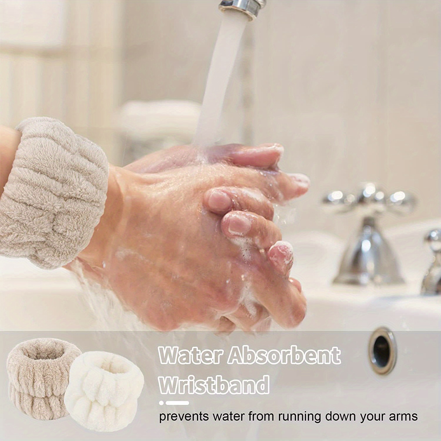 1pair flannel solid wash wrist sports hand band hand wash wrist band ...