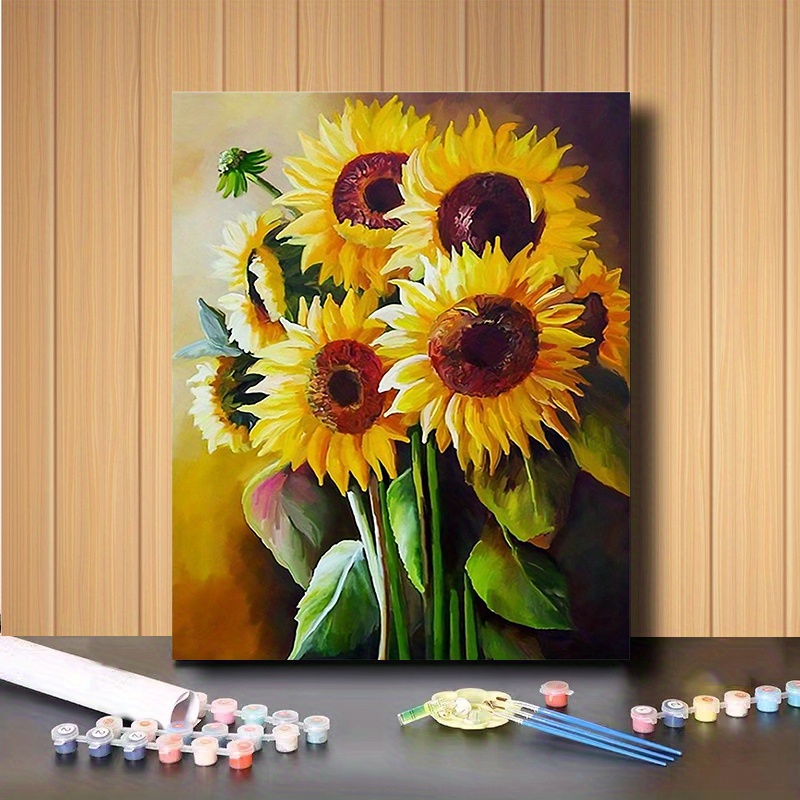 Diy Handmade Digital Oil Painting Sunflowers Puzzle Coloring - Temu New ...