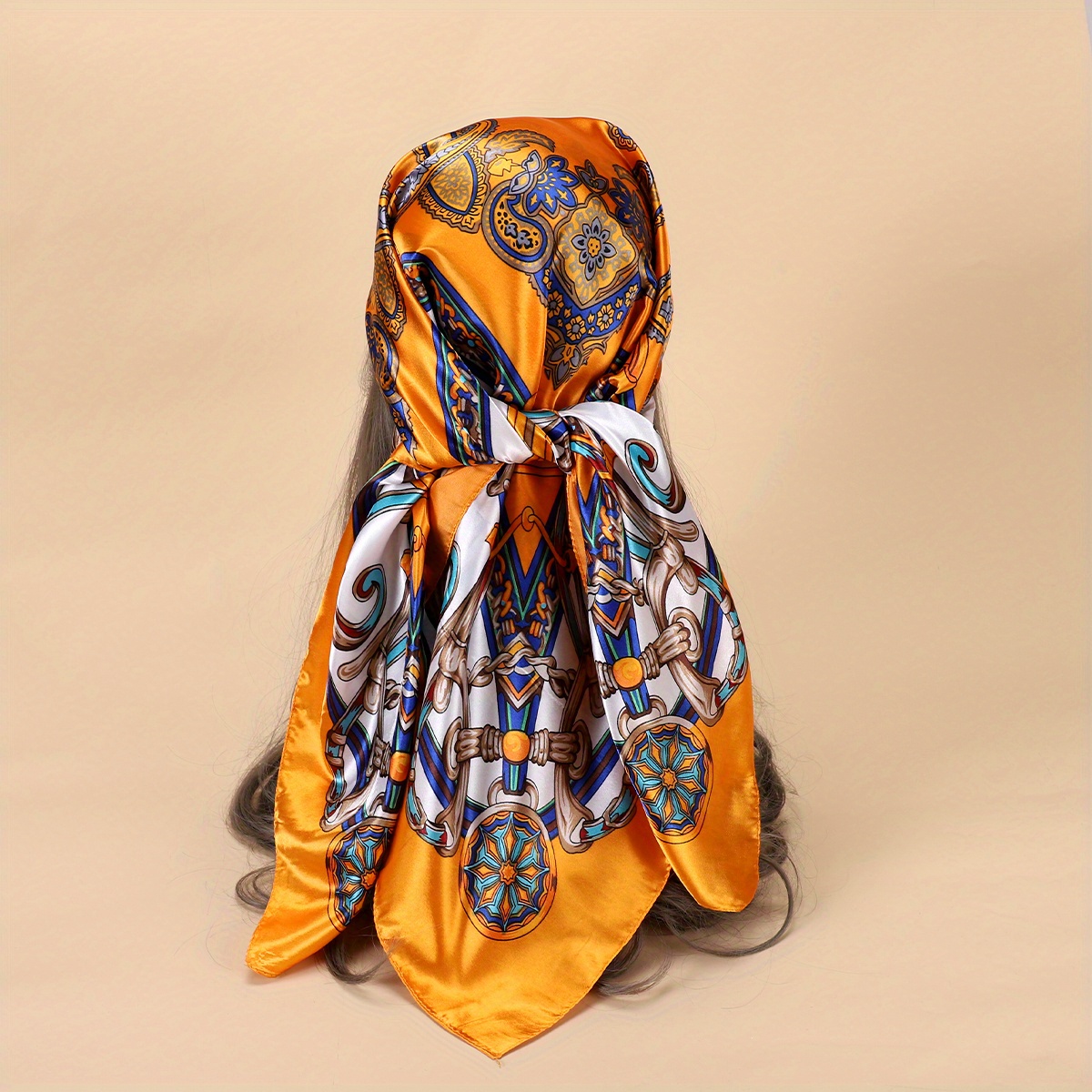 Classic Paisley Print Bandana Square Scarf Boho Large Satin Shawl Women ...