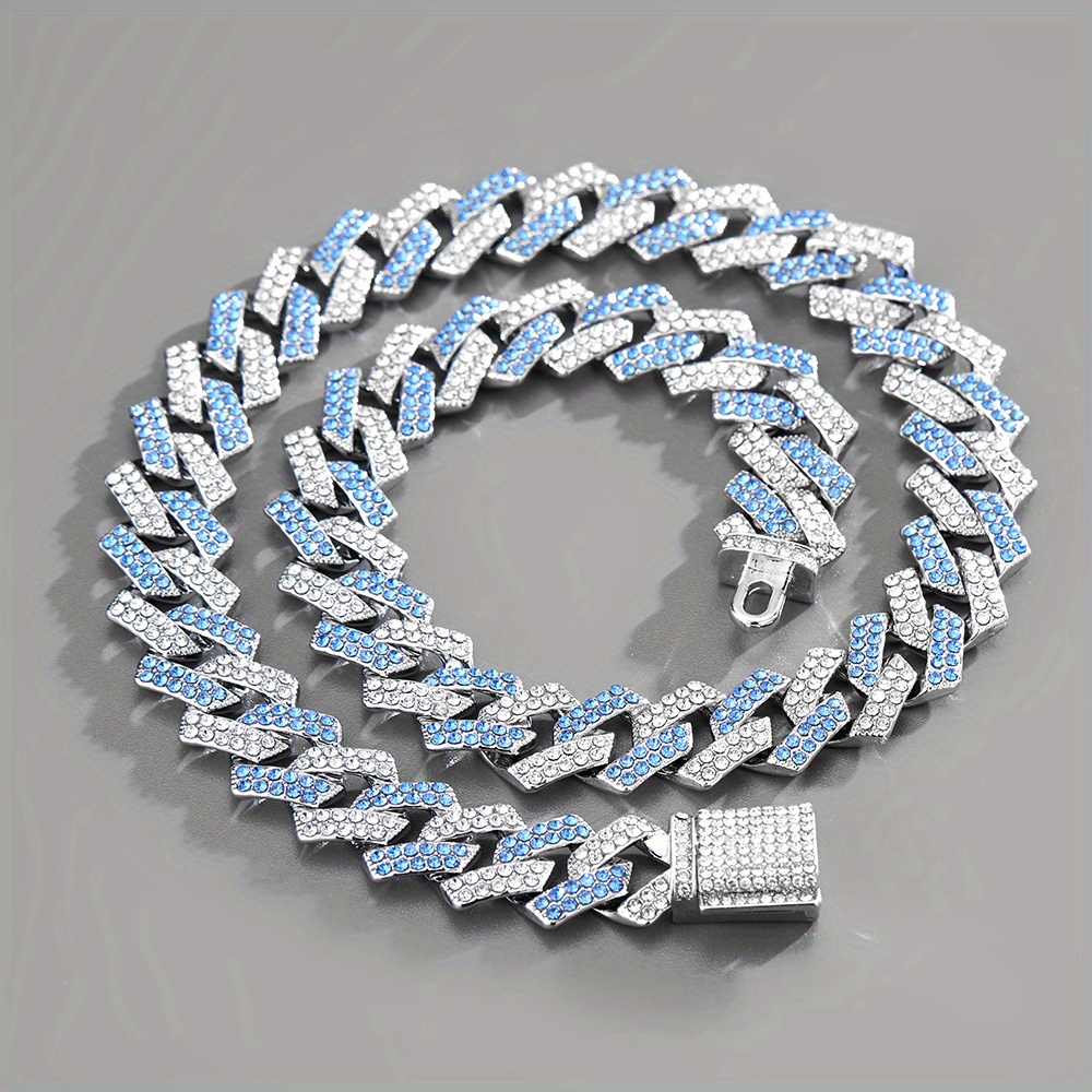 Colorful Cuban Link Chain Pink/blue Necklace - Temu New Zealand