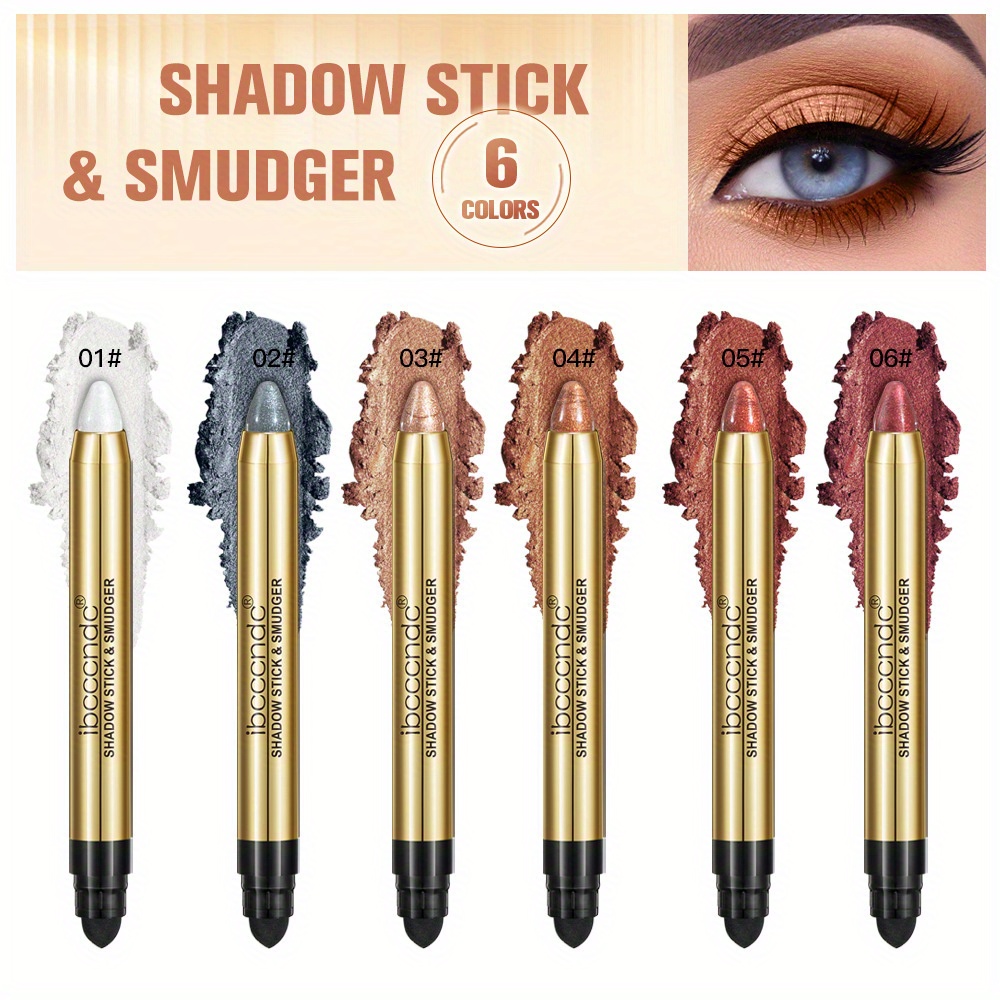 6 Colors Eyeshadow Stick Sponge Brush Head Highlighting - Temu
