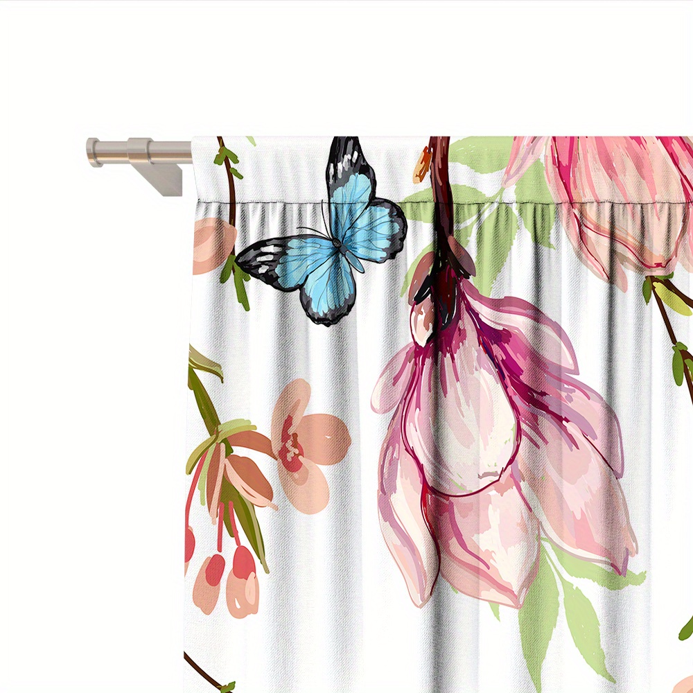 Curtains Floral Print Curtain Rod Pocket - Temu Ireland