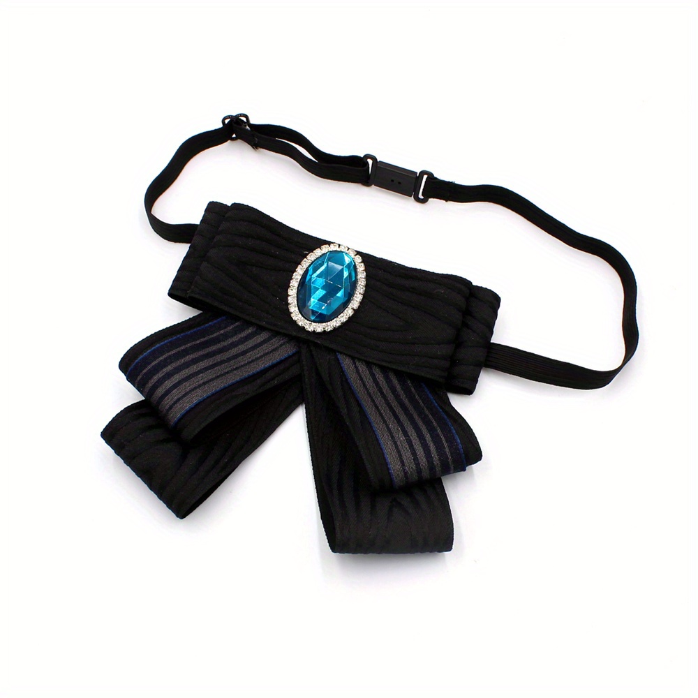 Dark Striped Pattern Bow Tie Elegant Crystal Decor Bowknot - Temu Canada