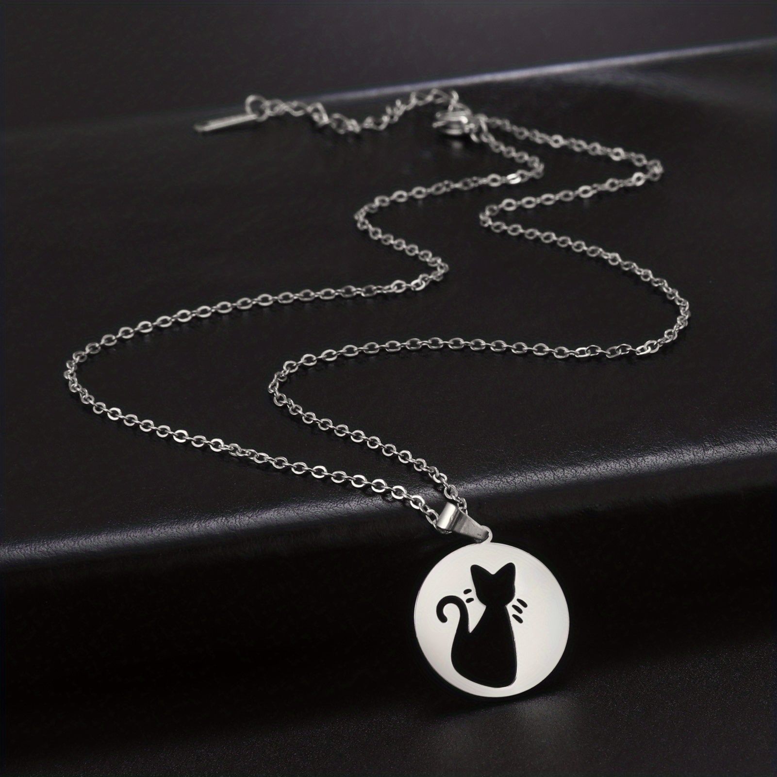 cat pendant necklace women stainless steel - Temu Australia