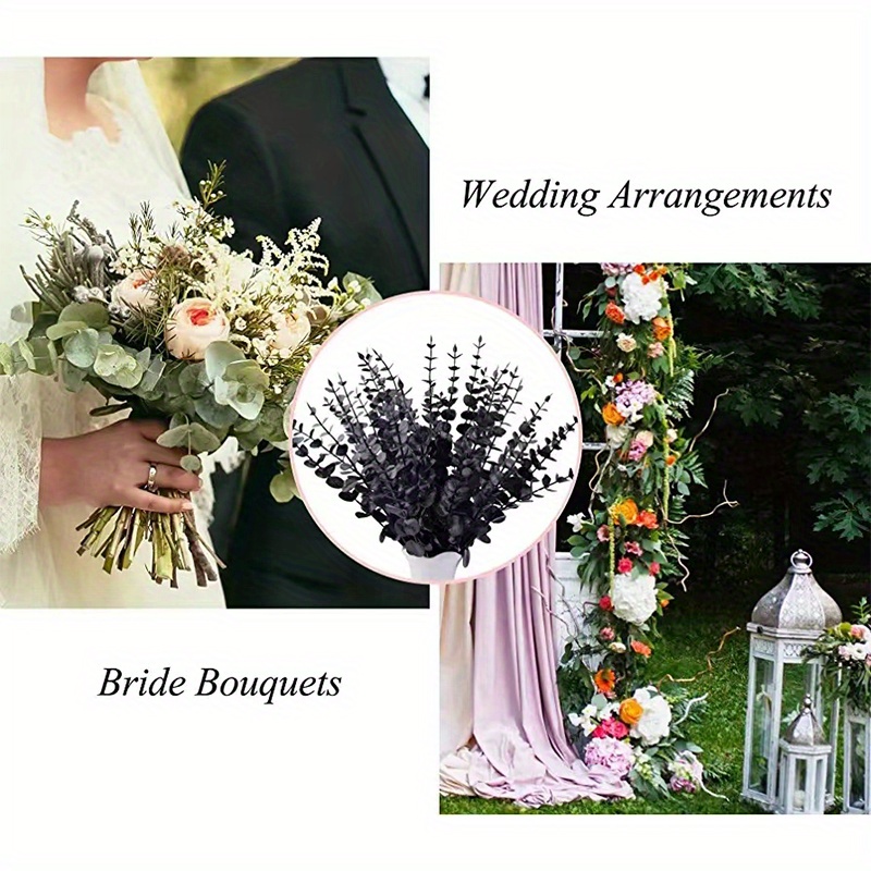 1 Pack 20 Pcs Black Eucalyptus Stems Artificial Eucalyptus Leaves ...