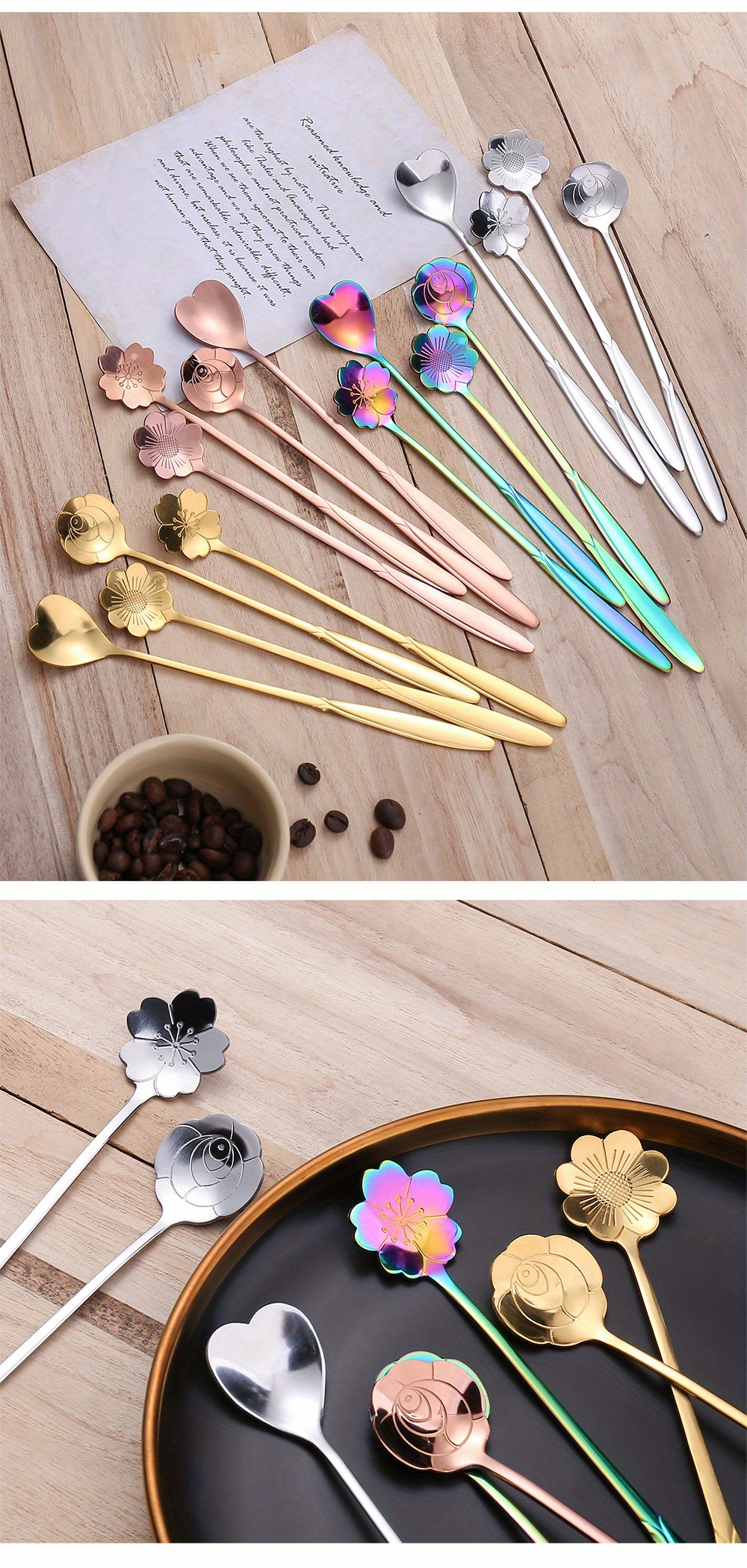 Stainless Steel Golden Flower Coffee Spoon Coffee Spoon - Temu United ...
