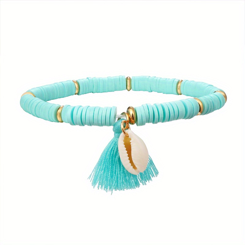Colorful Tassel Pendant Anklet Clay Beads - Temu Canada