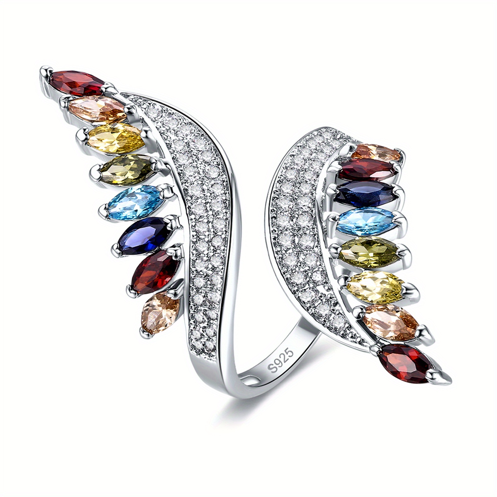 1pc 925 Sterling Silver Bohemian Jewelry Open Adjustable Ring - Jewelry ...