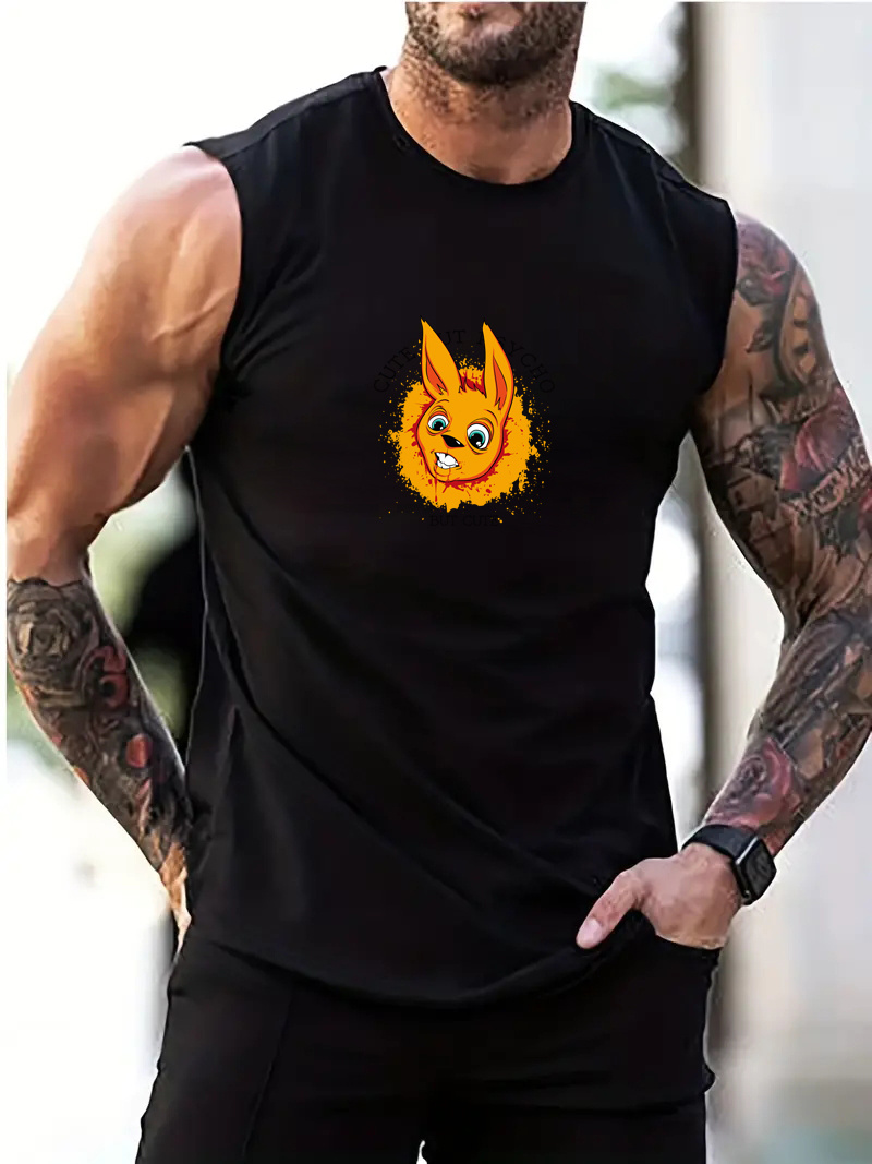 Rabbit Round Neck Cotton Vest Casual Sports Sleeveless Tank - Temu ...
