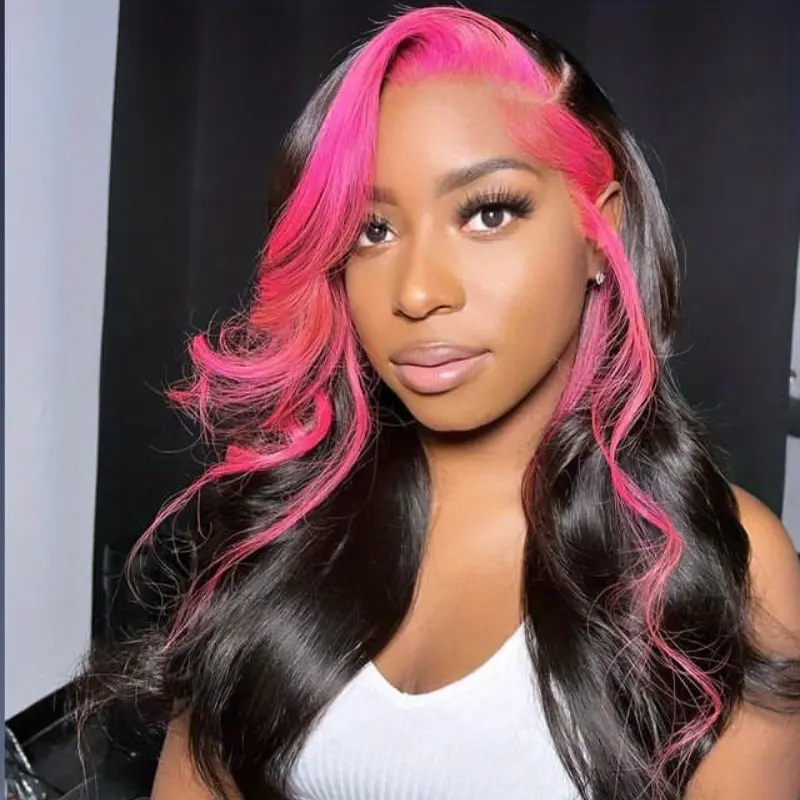 180 Density Highlight Black Body Wave Hair Wigs 13x4 Lace Frontal Wigs