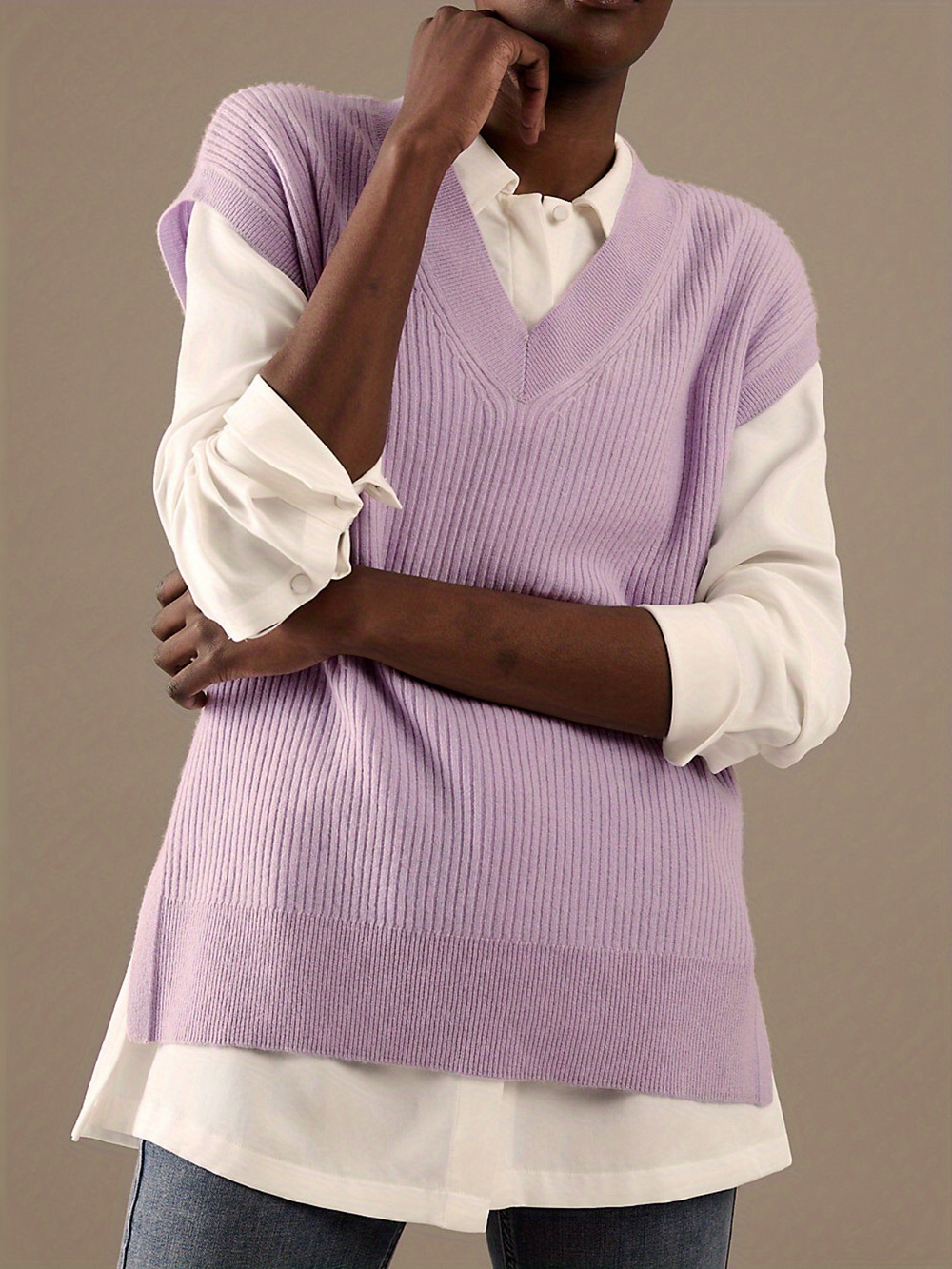 V Neck Sweater Vest Sleeveless Casual Sweater Fall Spring Temu Canada