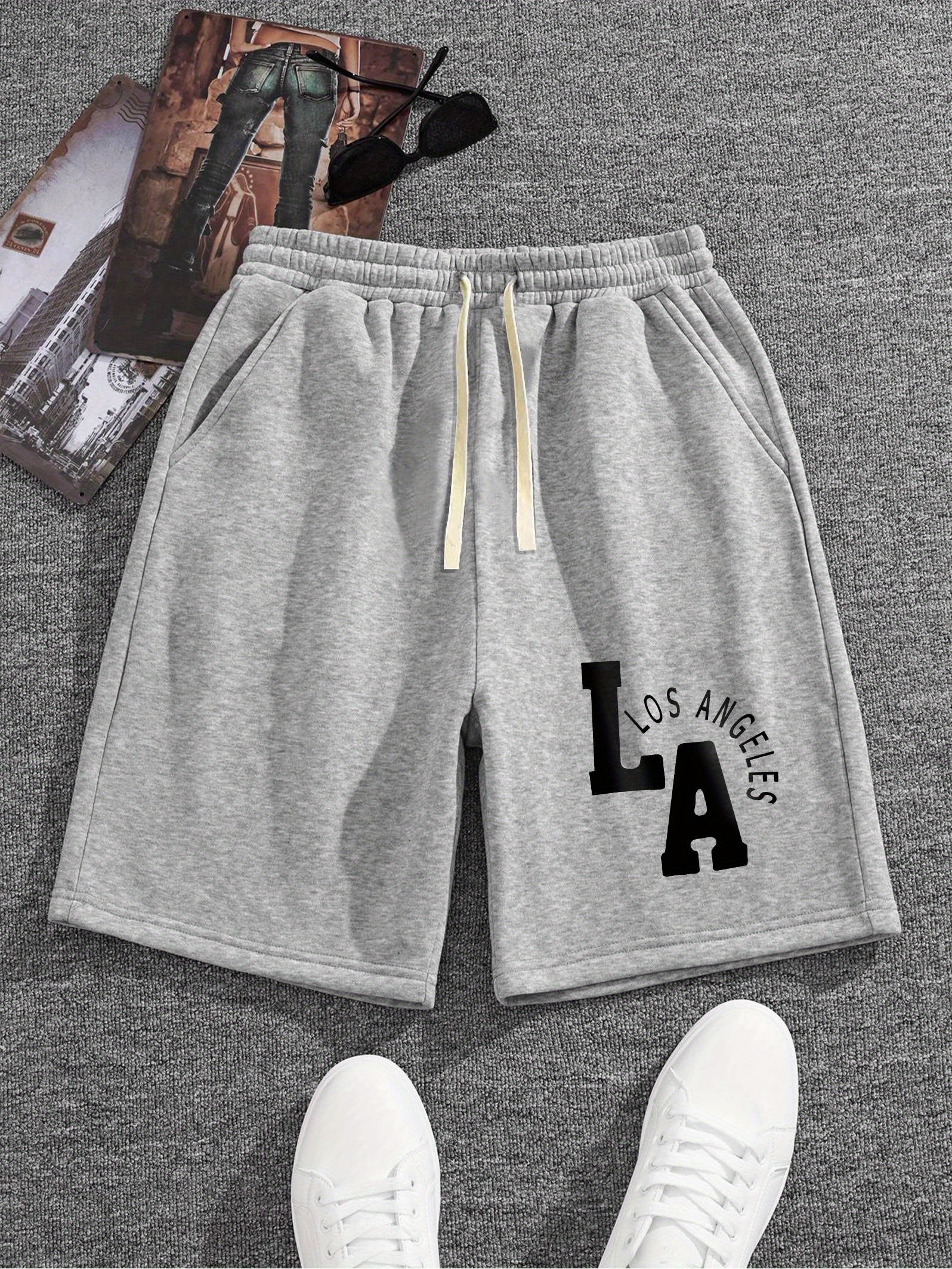 Men's Casual Los Angeles Letters Print Elastic Drawstring - Temu United ...