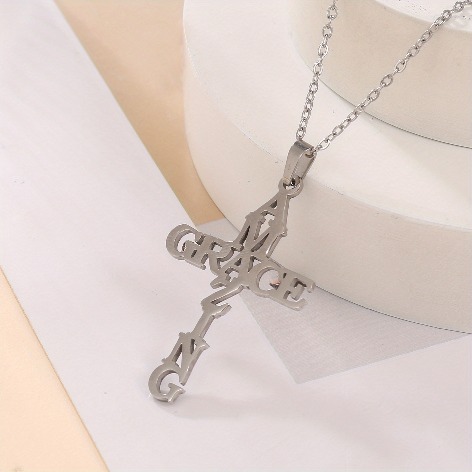 stainless steel letter cross necklace - Temu Australia