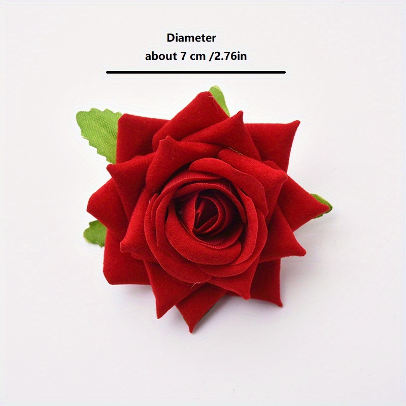 1pc Artificial Rose Flower French Vintage Curling Imitation Velvet Red ...