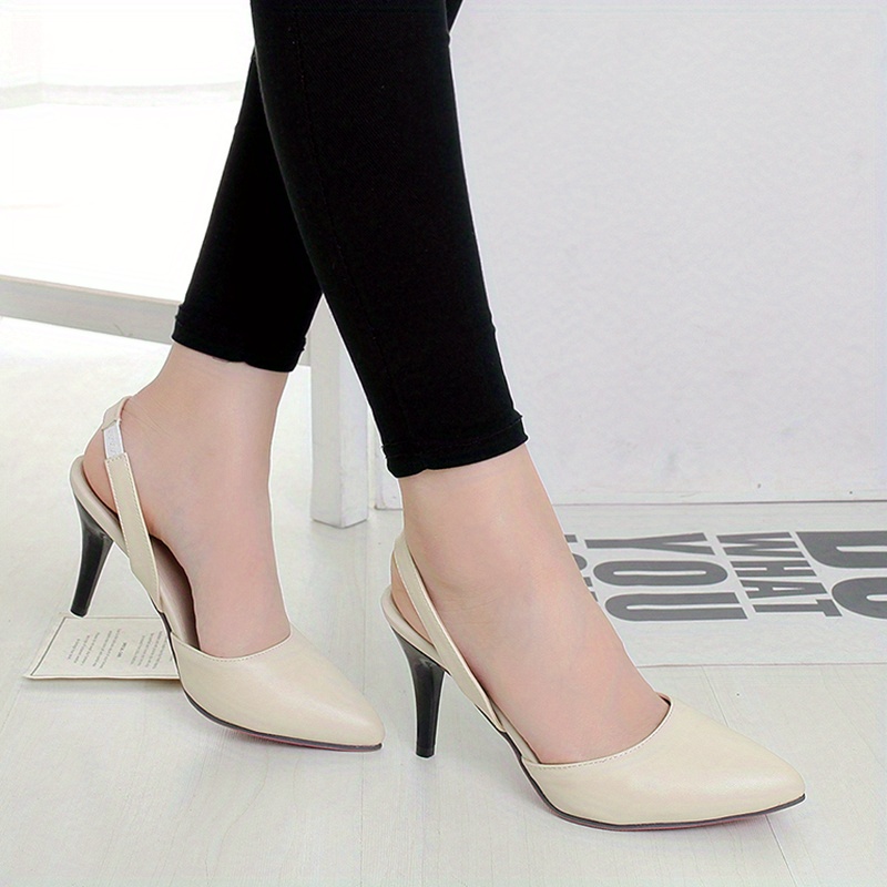 Pointed Toe Solid Color Stiletto Heel Shoes Fashion Faux - Temu United ...