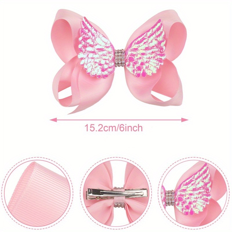 Cute Cartoon Colorful Angel Wings Ribbon Bow Hair Clips - Temu United ...